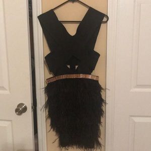 Fashion Nova | Dresses | Black Feather Bottom Dress | Poshmark